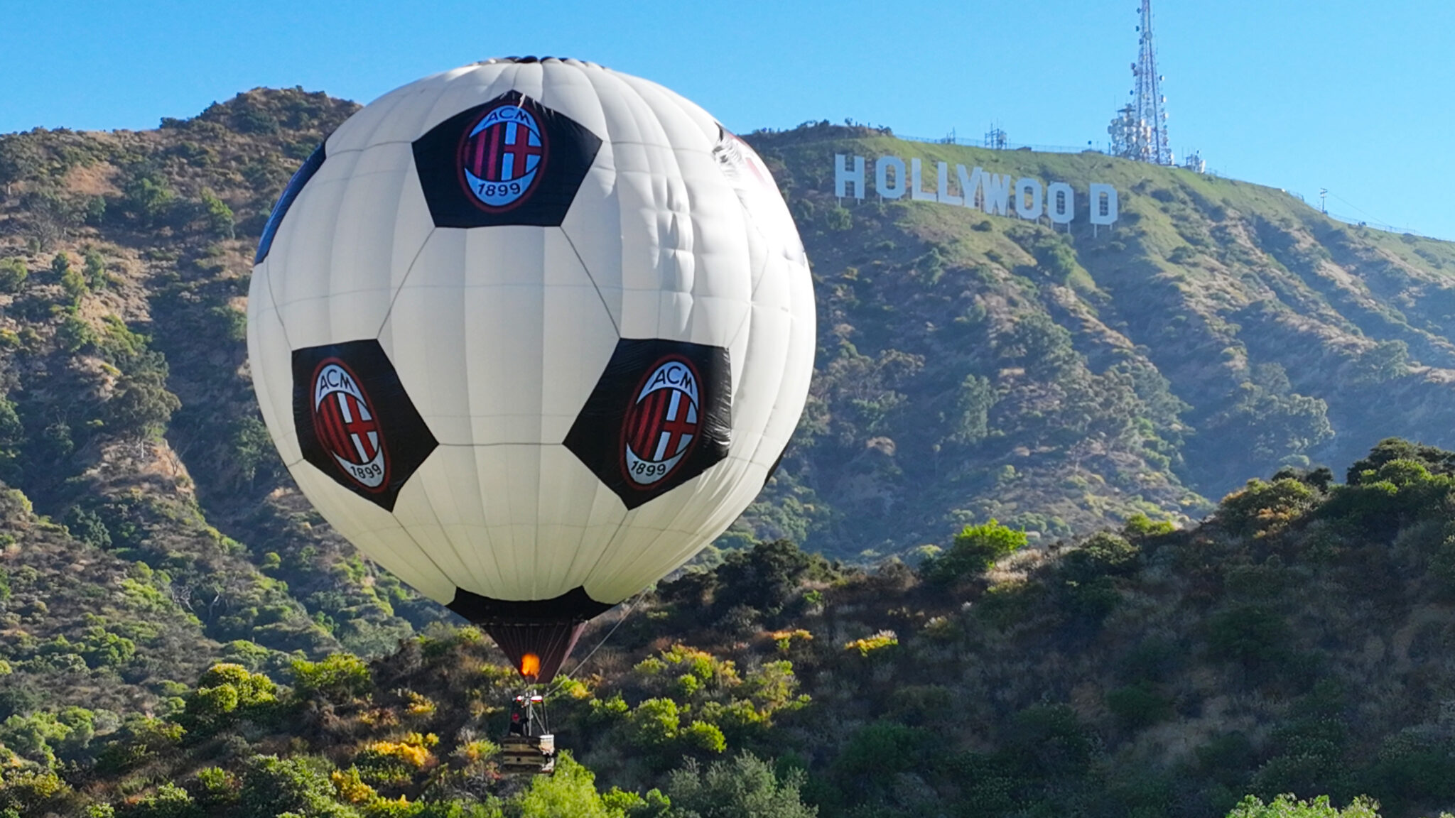AC Milan Kicks Off L.A. Visit with 92-Foot-Tall Soccer Ball Hot Air ...